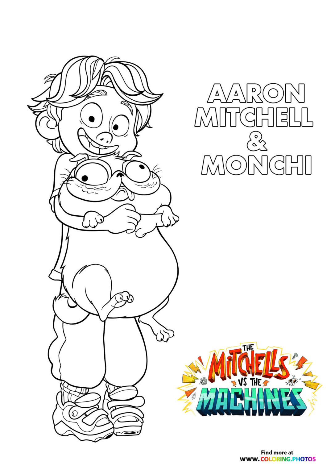 Aaron and Monchi - The Mitchells - Coloring Pages for kids