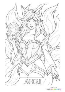 Ahri from League of Legends - Coloring Pages for kids