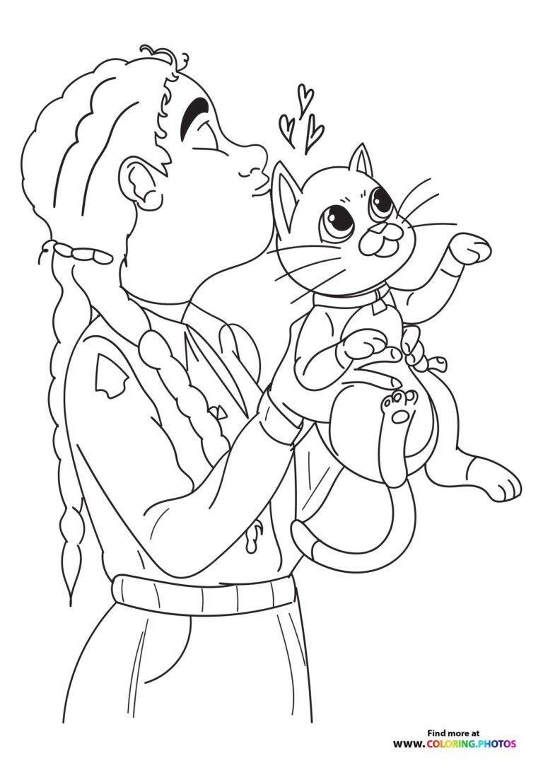 Alicia with Sox - Coloring Pages for kids