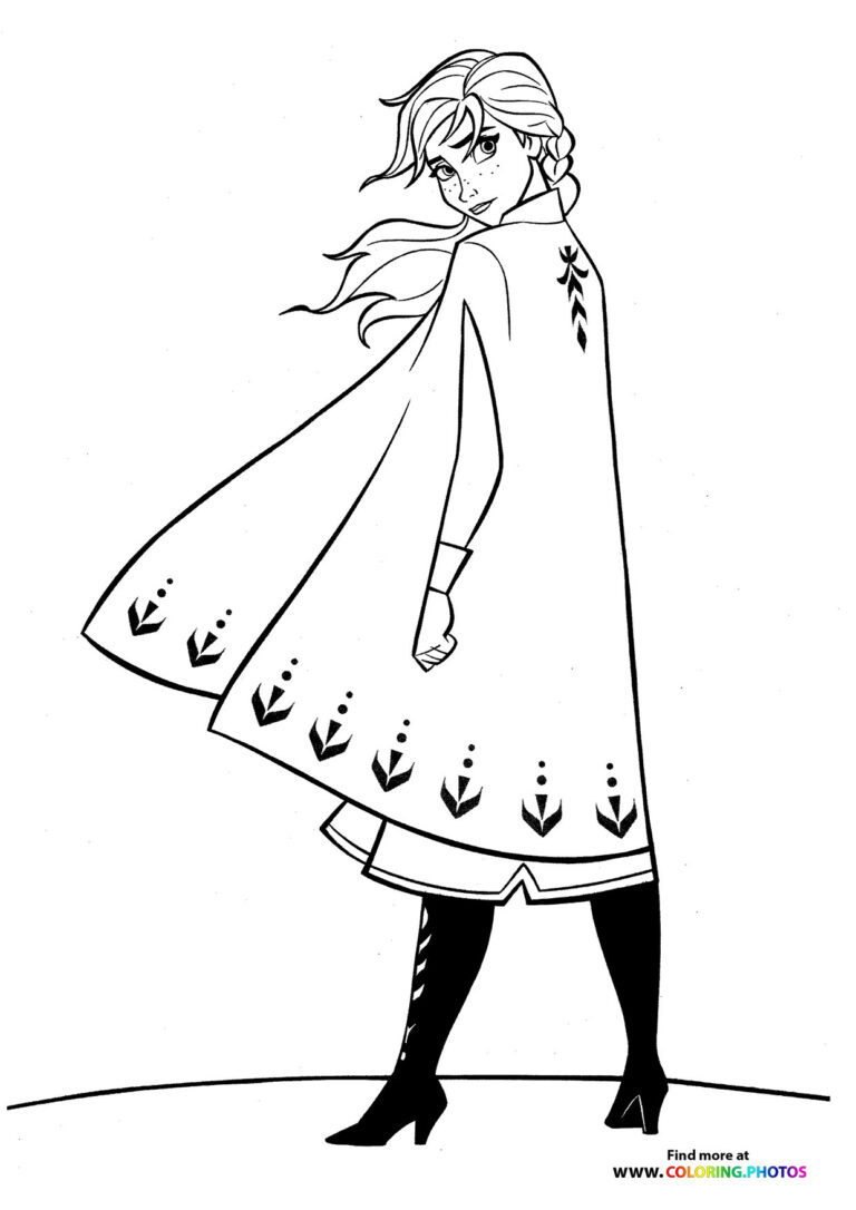 Anna wearing a cape - Coloring Pages for kids