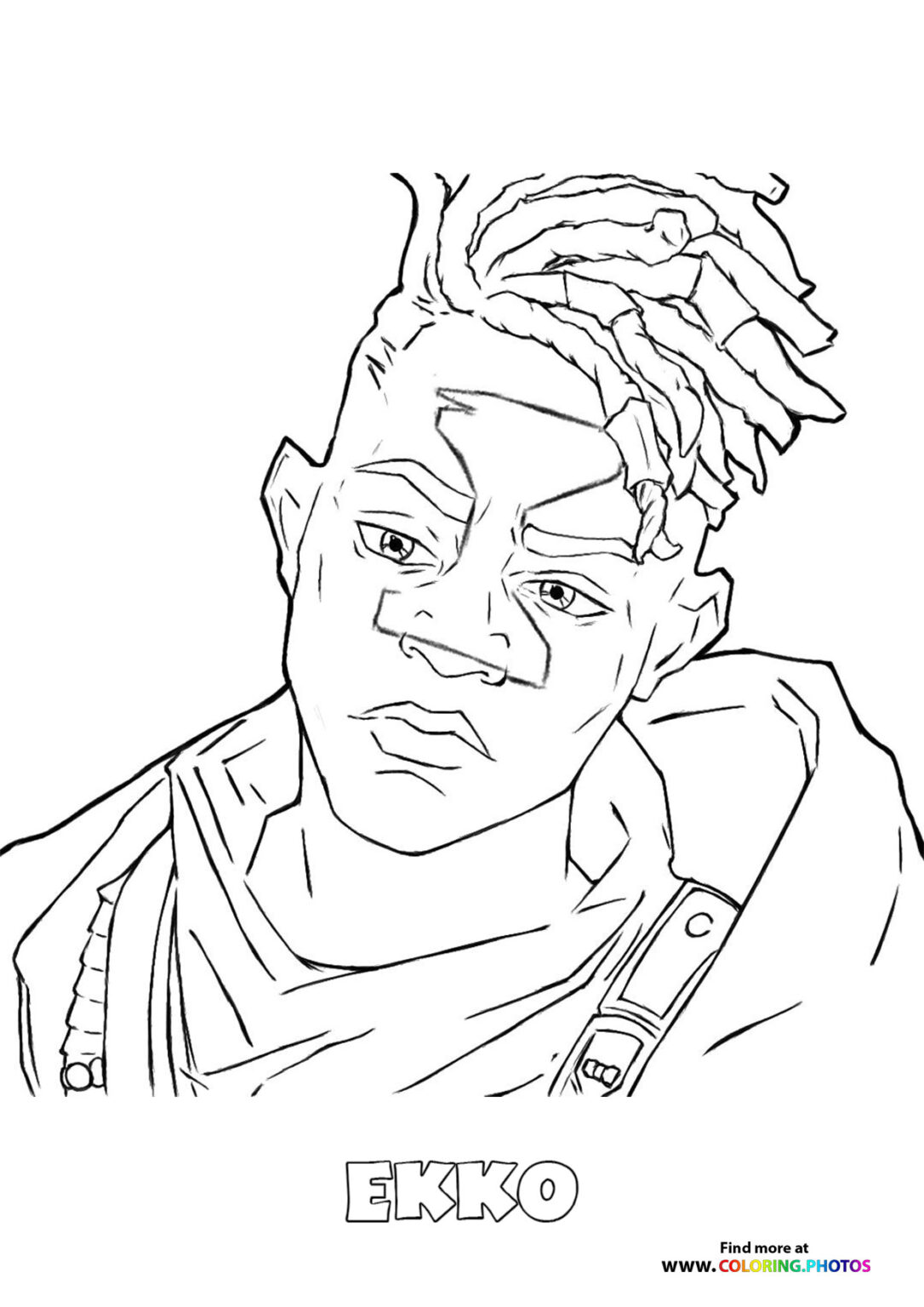 Arcane Ekko portrait - Coloring Pages for kids