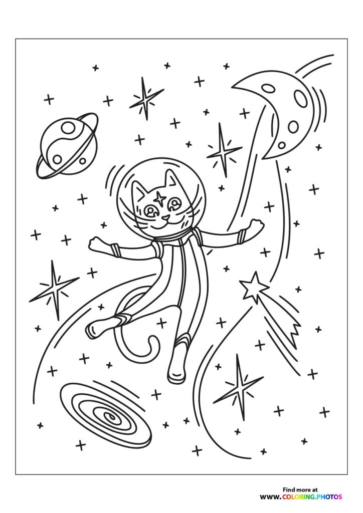 Astronaut cat - Coloring Pages for kids