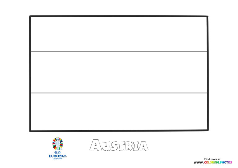Austria flag Euro 2024 - Coloring Pages for kids