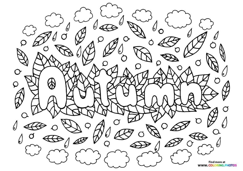 Autumn leaf text - Coloring Pages for kids