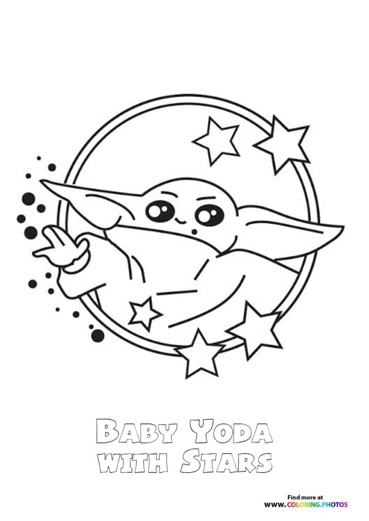 Baby Yoda Flying - Coloring Pages for kids