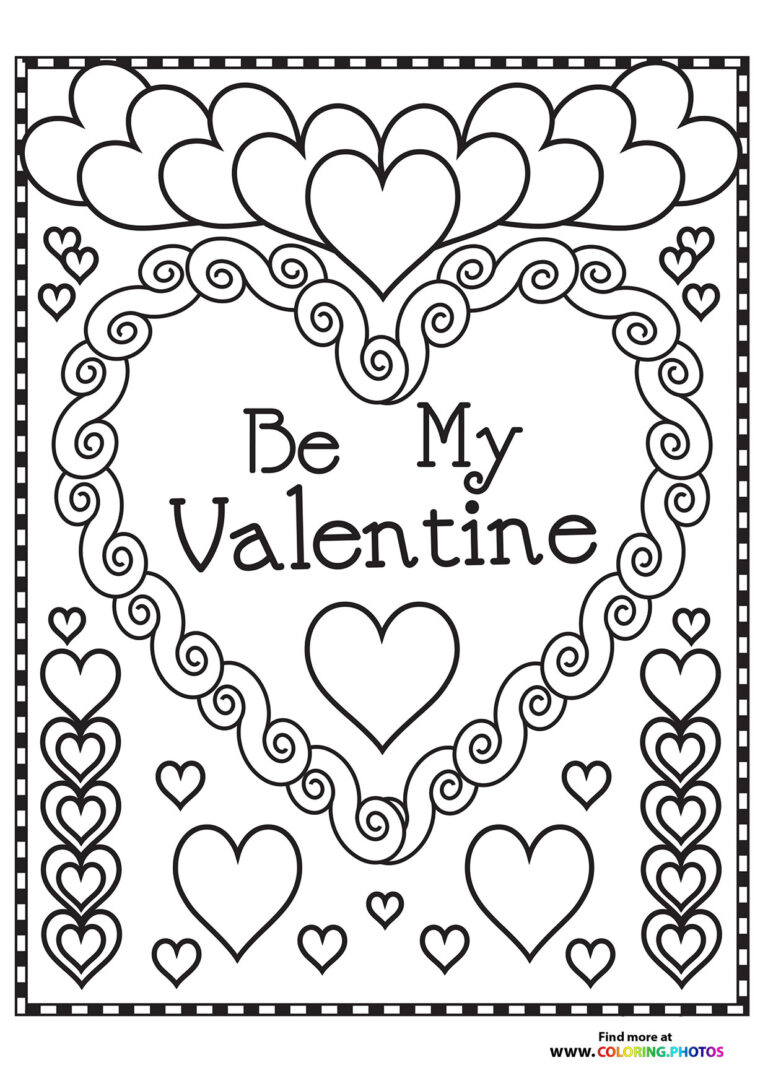 Be my Valentine card - Coloring Pages for kids
