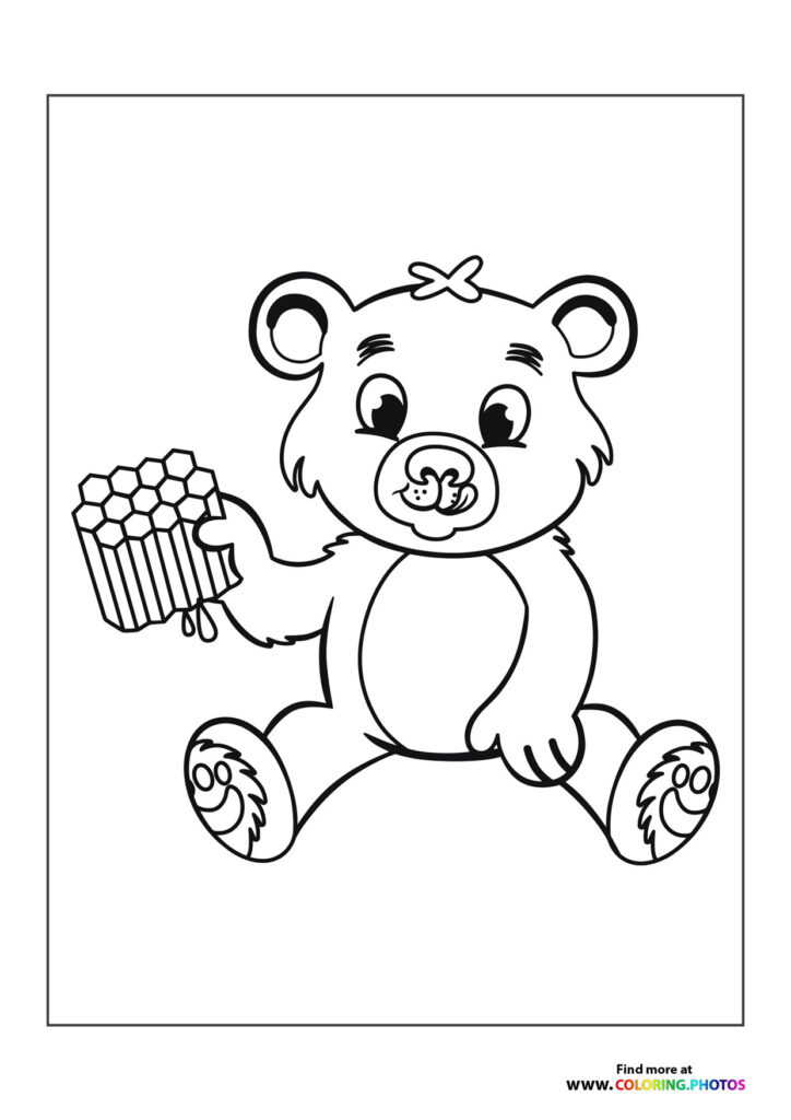 Bear with honey - Coloring Pages for kids
