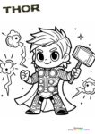 Boy Thor with Mjolnir - Coloring Pages for kids