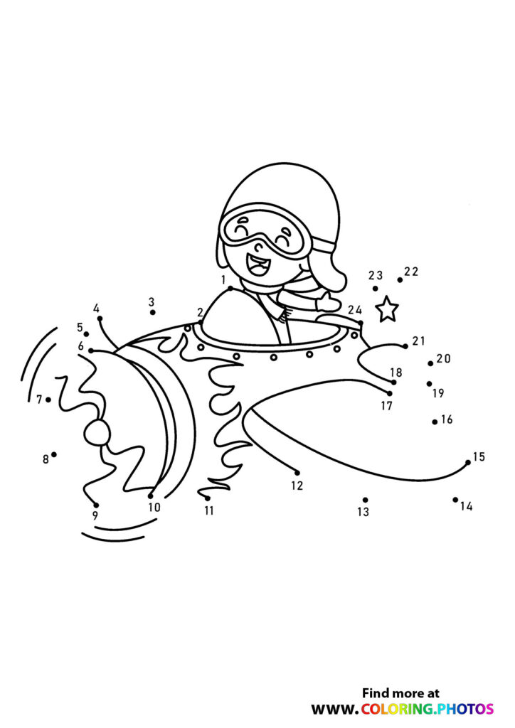 Boy flying dot the dots - Coloring Pages for kids