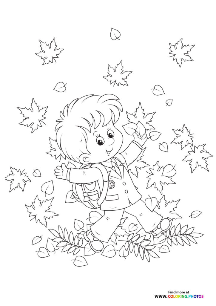Boy going to school - Coloring Pages for kids