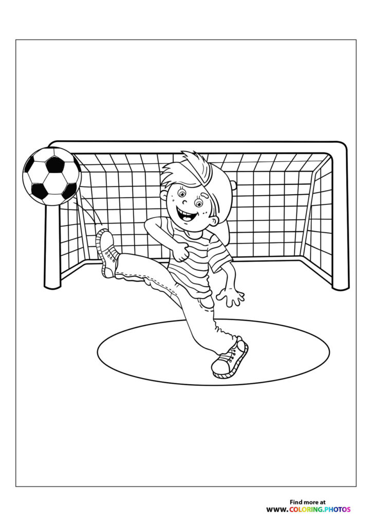 Boy in soccer goal - Coloring Pages for kids