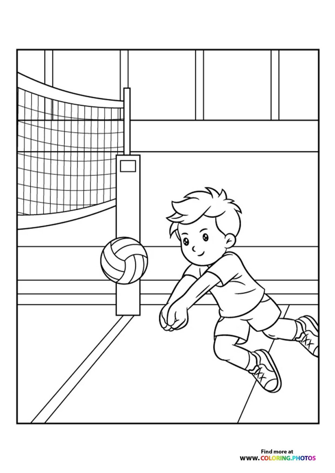 Boy playing volleyball - Coloring Pages for kids