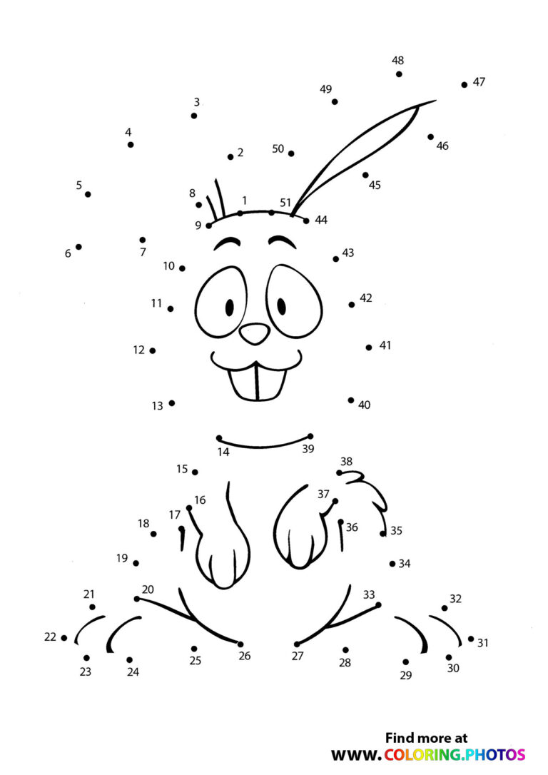 Happy Bunny dot the dots - Coloring Pages for kids