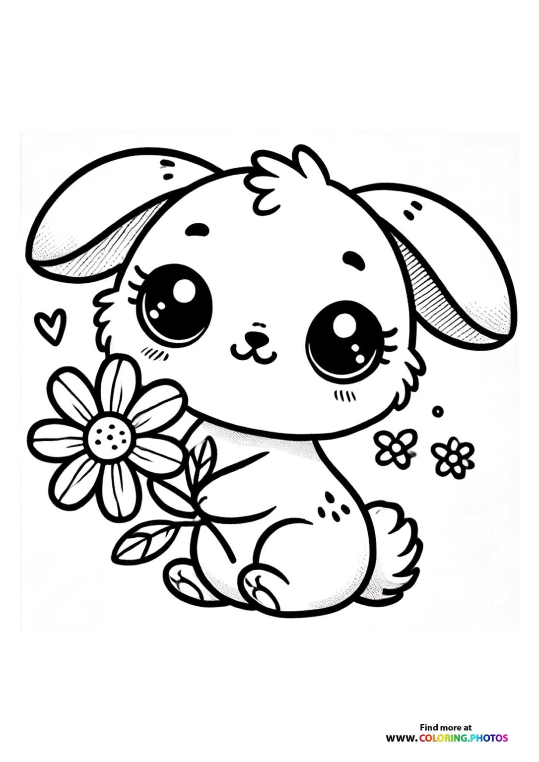 Bunny with a flower - Coloring Pages for kids
