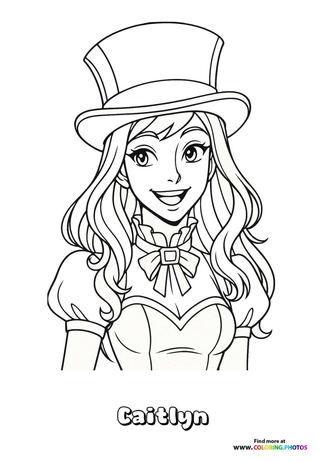 Caitlyn smiling from League of Legends - Coloring Pages for kids
