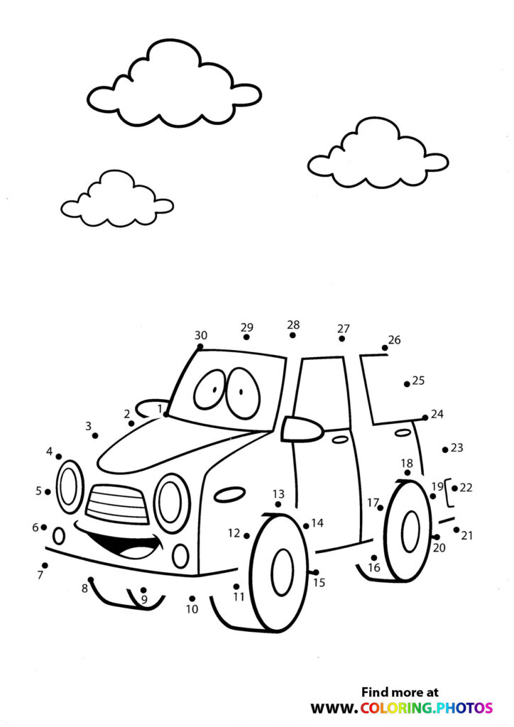 Car dot the dots - Coloring Pages for kids