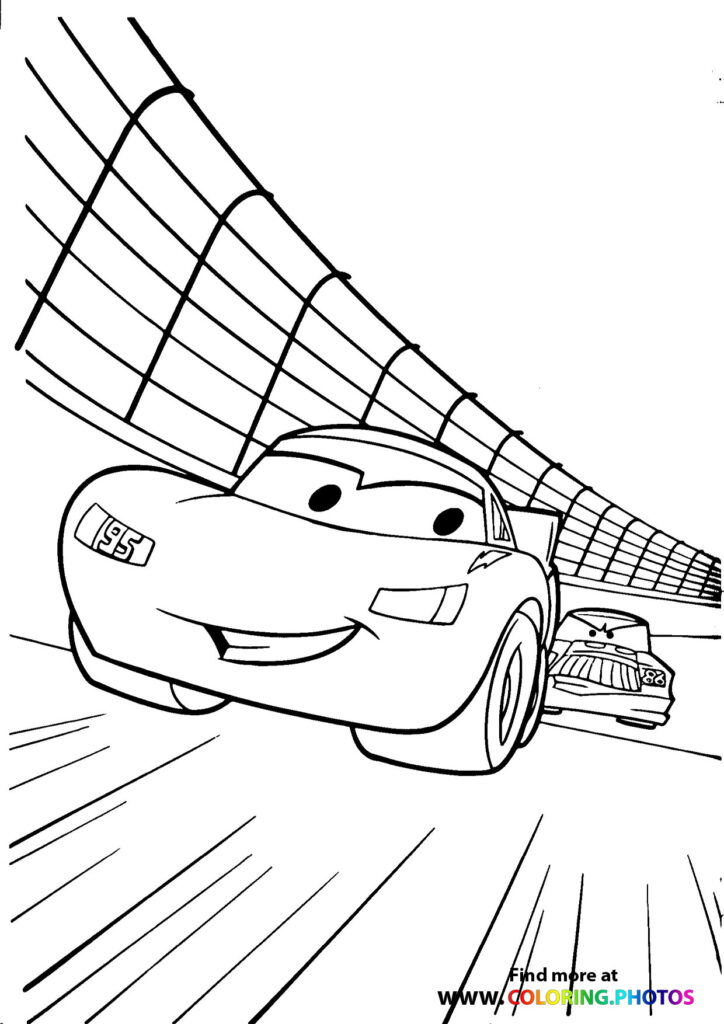 Lightning McQueen's racing his rivals - Coloring Pages for kids