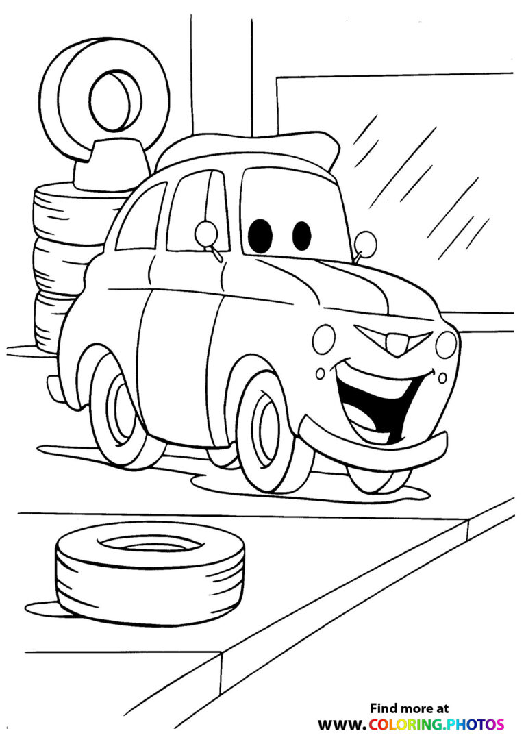 Luigi changing his tires - Coloring Pages for kids