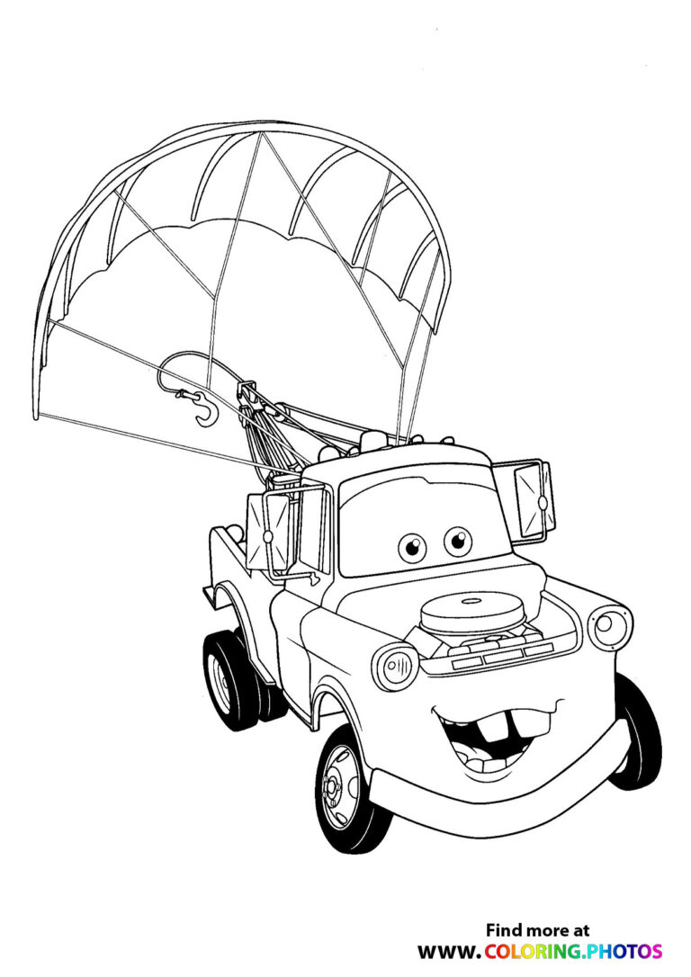 Mater droping by a parachute - Coloring Pages for kids