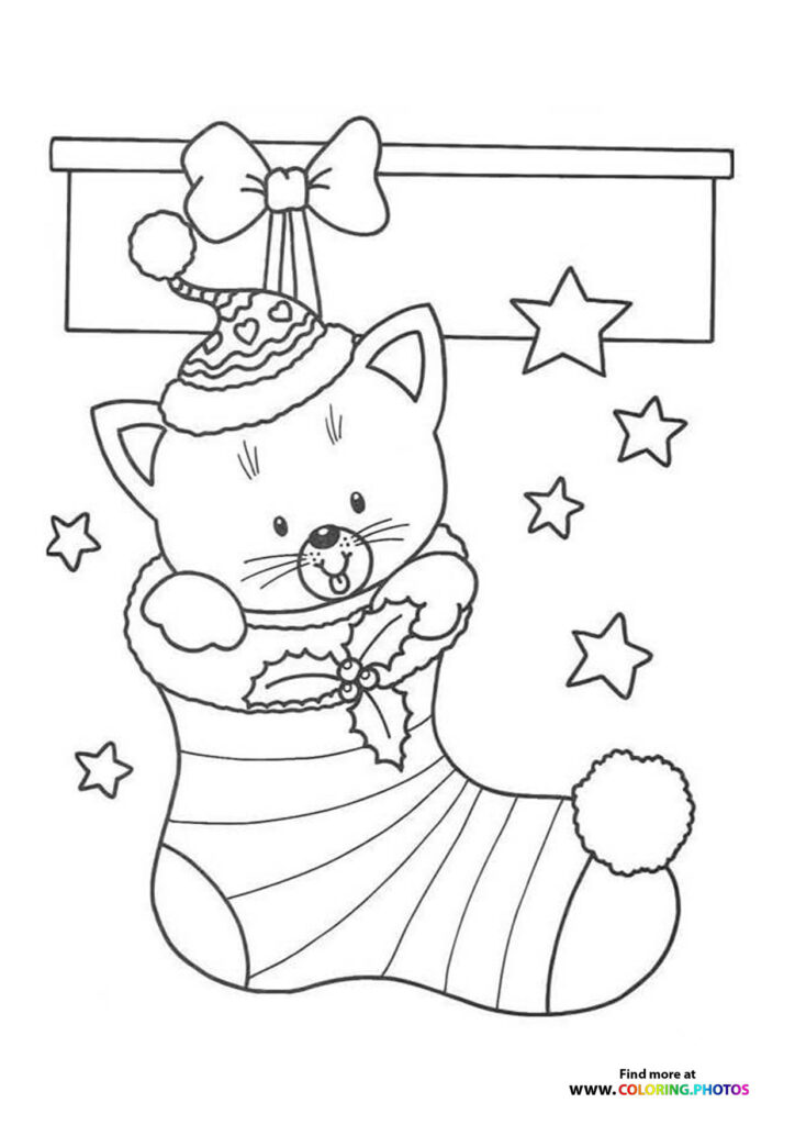 Hello Kitty christmas stocking - Coloring Pages for kids