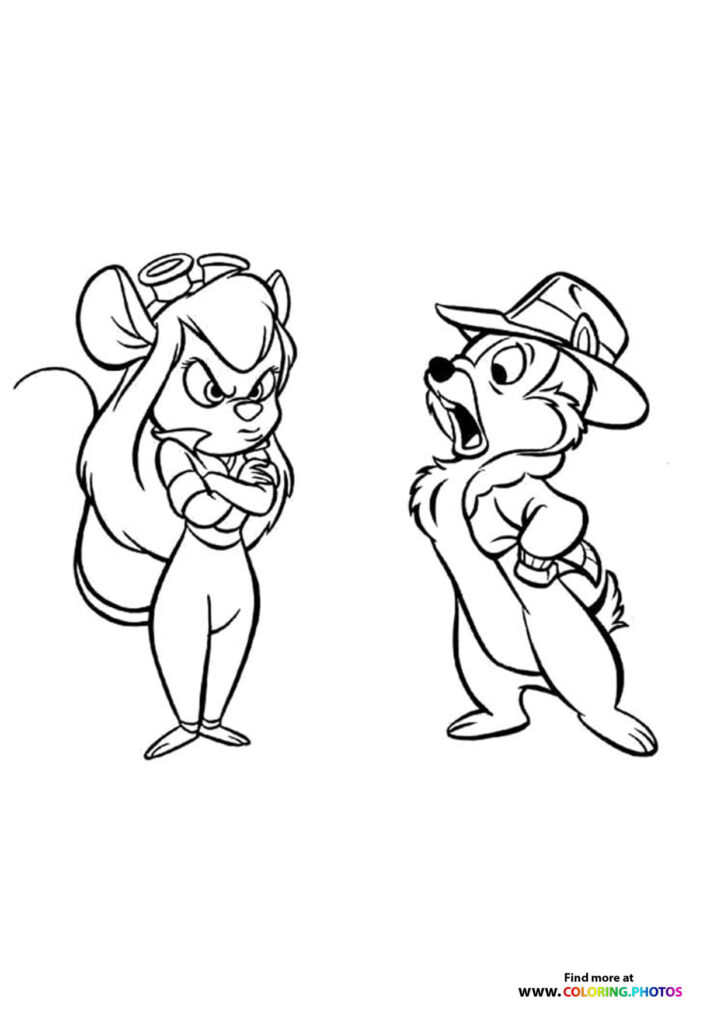 Chip and Gadget - Coloring Pages for kids