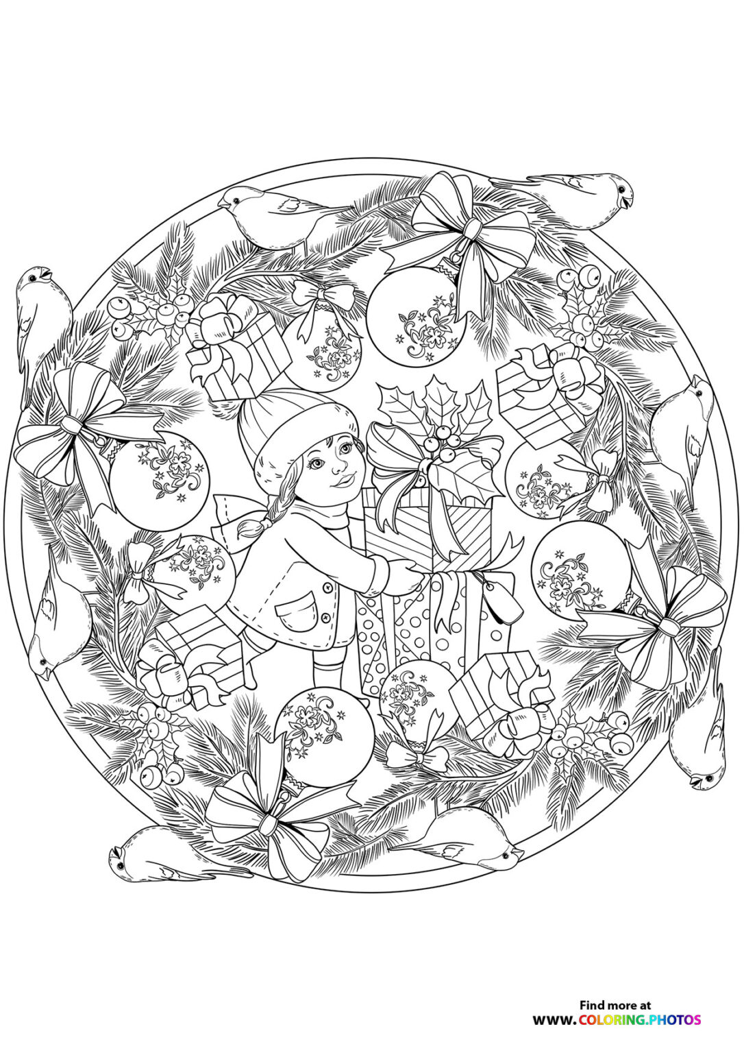 Christmas mandalas - Coloring Pages for kids | Free print or download