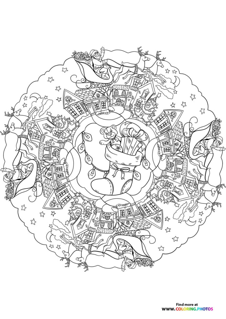 Christmas mandalas - Coloring Pages for kids | Free print or download