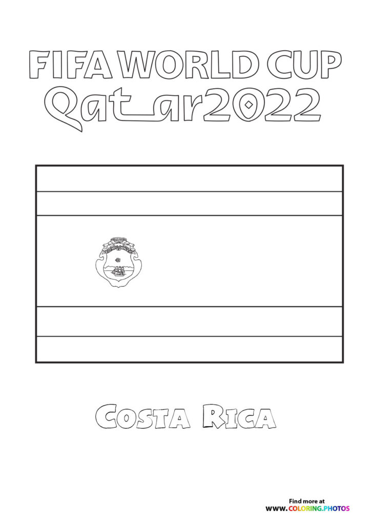 Costa Rica World Cup flag - Coloring Pages for kids