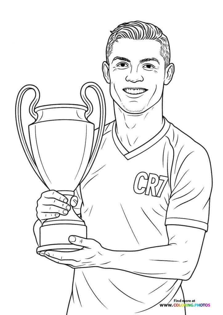 Cristiano Ronaldo with trophy - Coloring Pages for kids