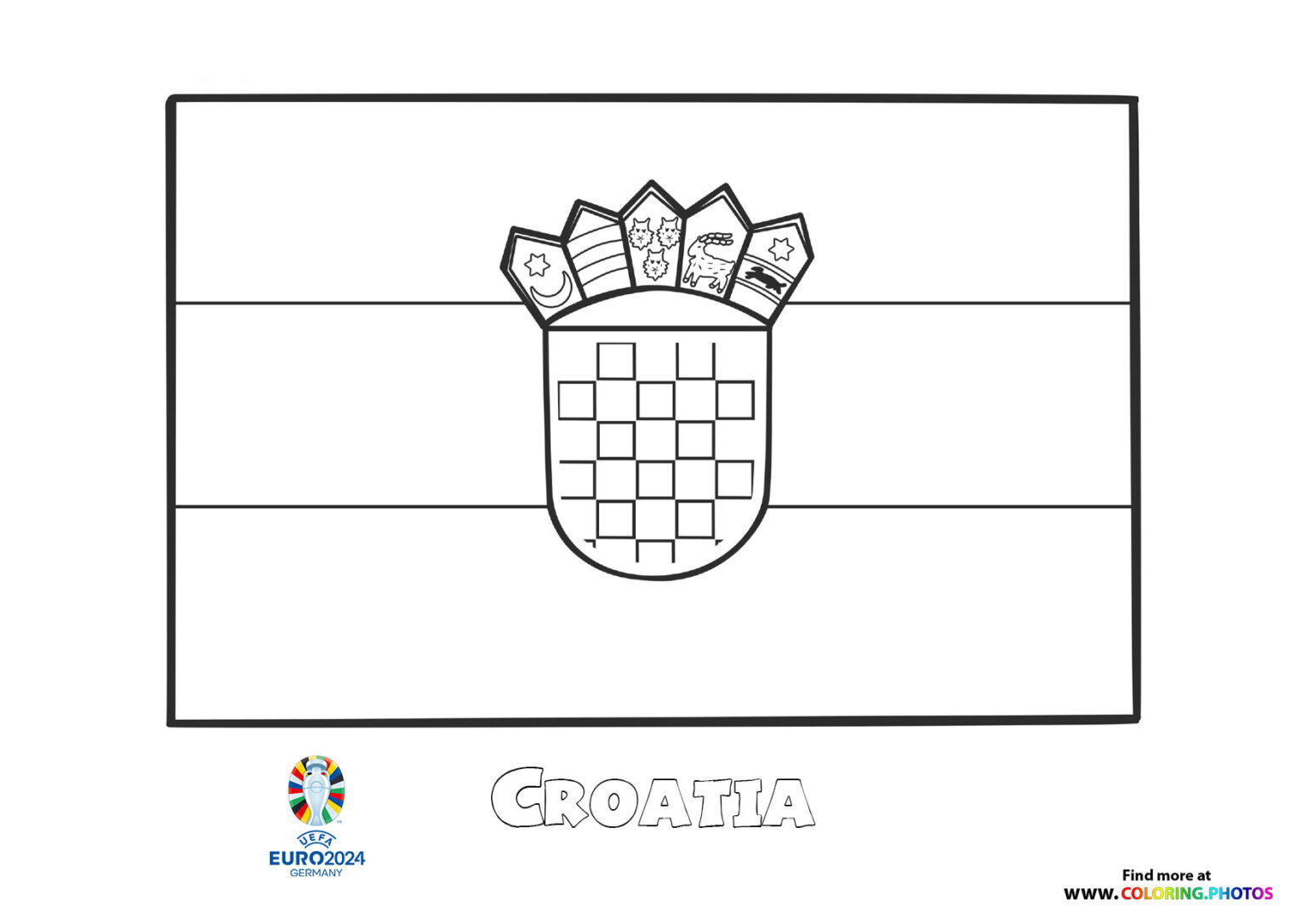 Croatia flag Euro 2024 - Coloring Pages for kids