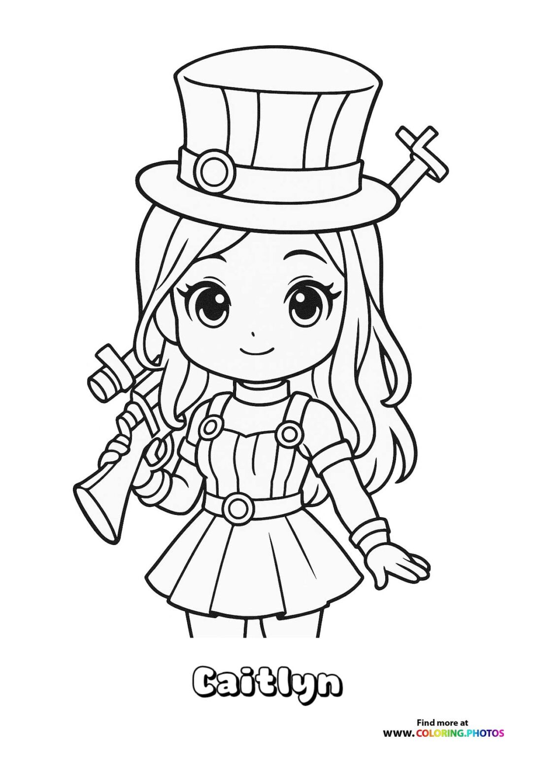 Cute Caitlyn from League of Legends - Coloring Pages for kids