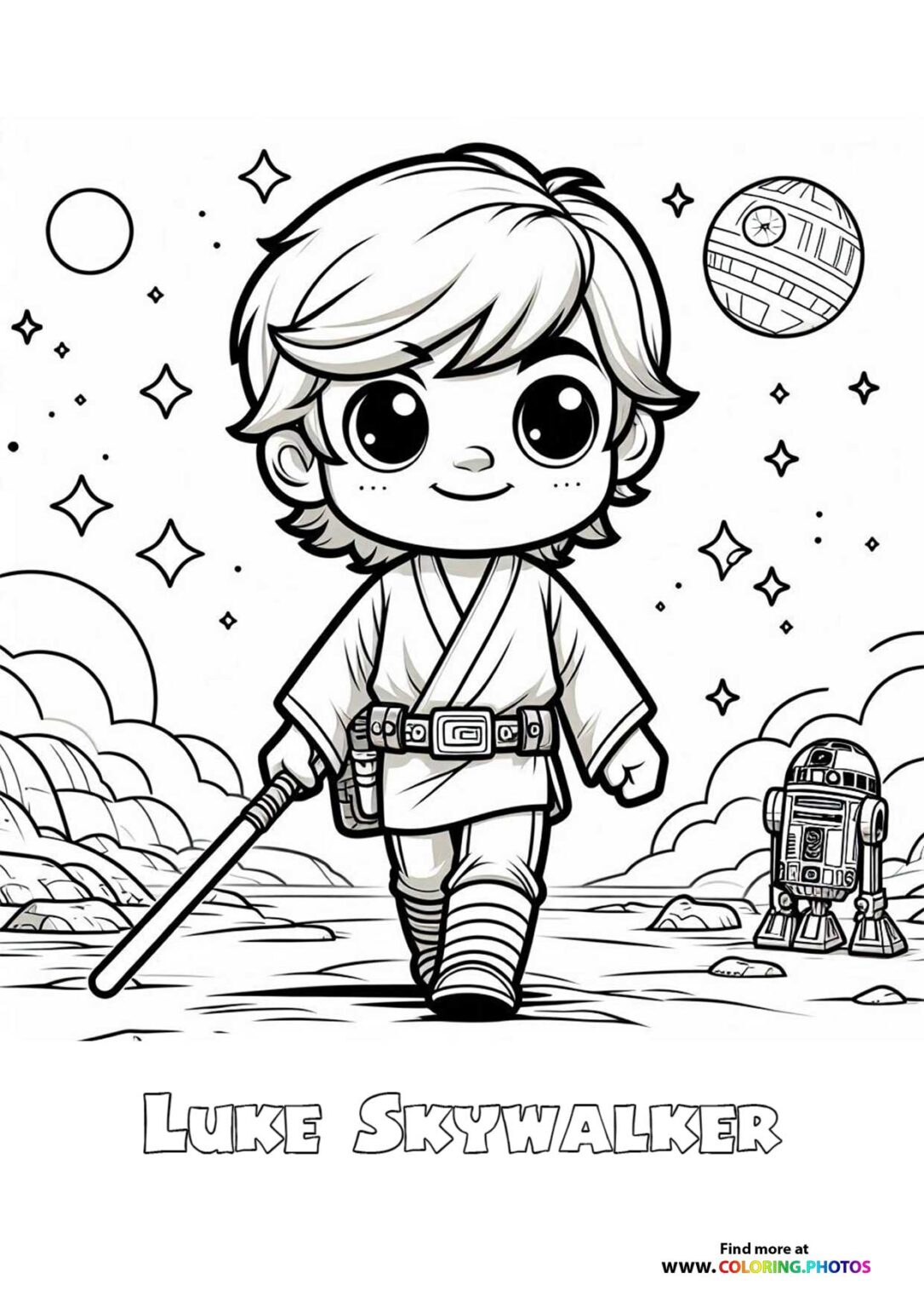 Cute Luke Skywalker from Star Wars - Coloring Pages for kids