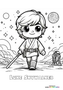Cute Luke Skywalker from Star Wars - Coloring Pages for kids