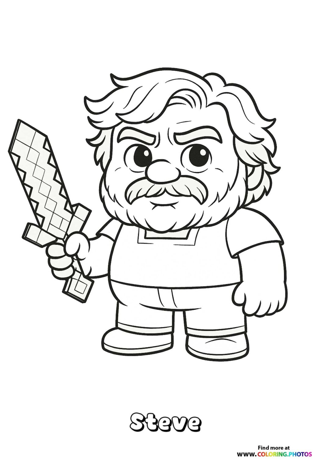 Steve from Minecraft movie - Coloring Pages for kids