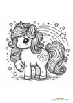 Cute unicorn with stars - Coloring Pages for kids