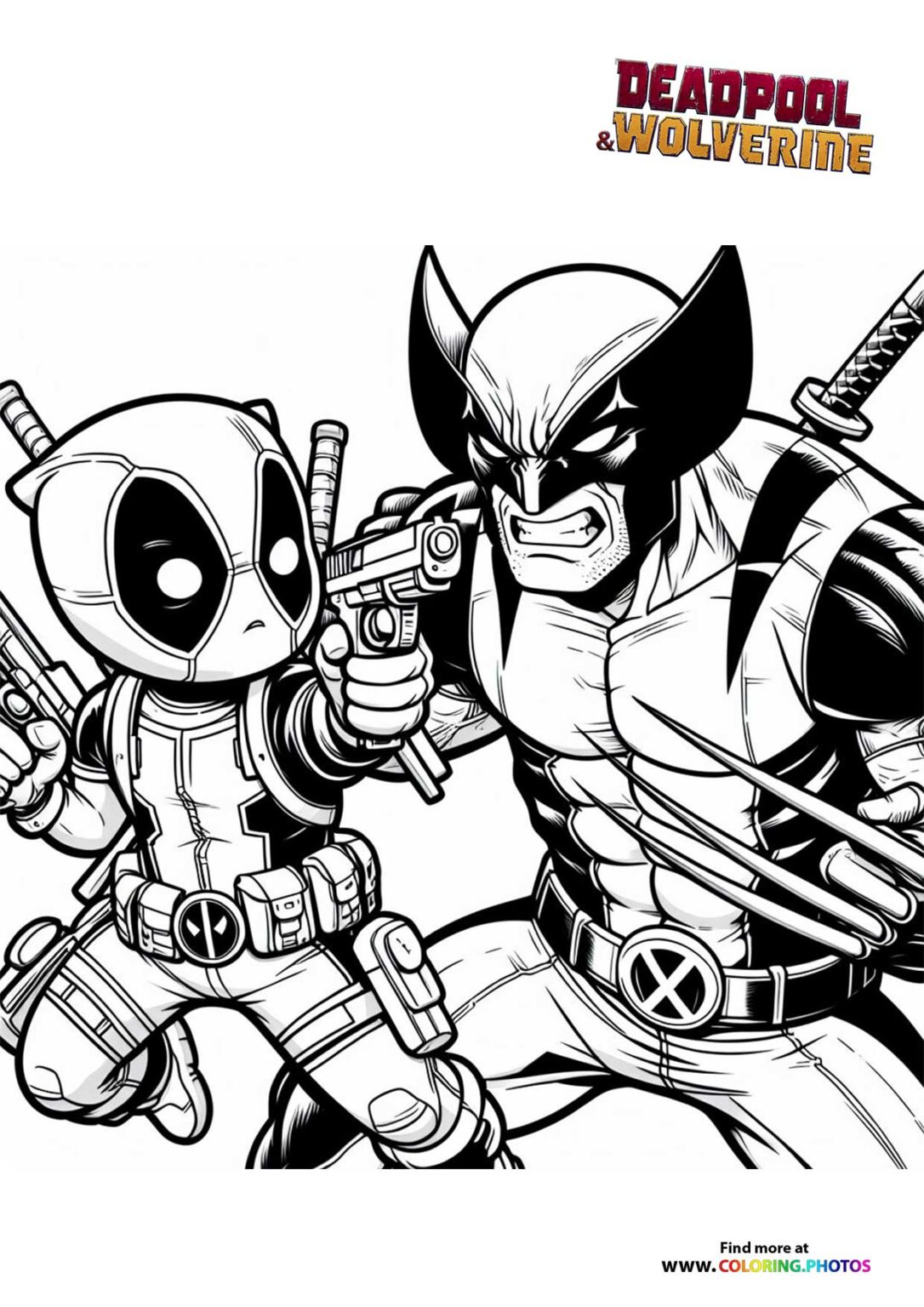Deadpool & Wolverine - Coloring Pages for kids - Free print or download