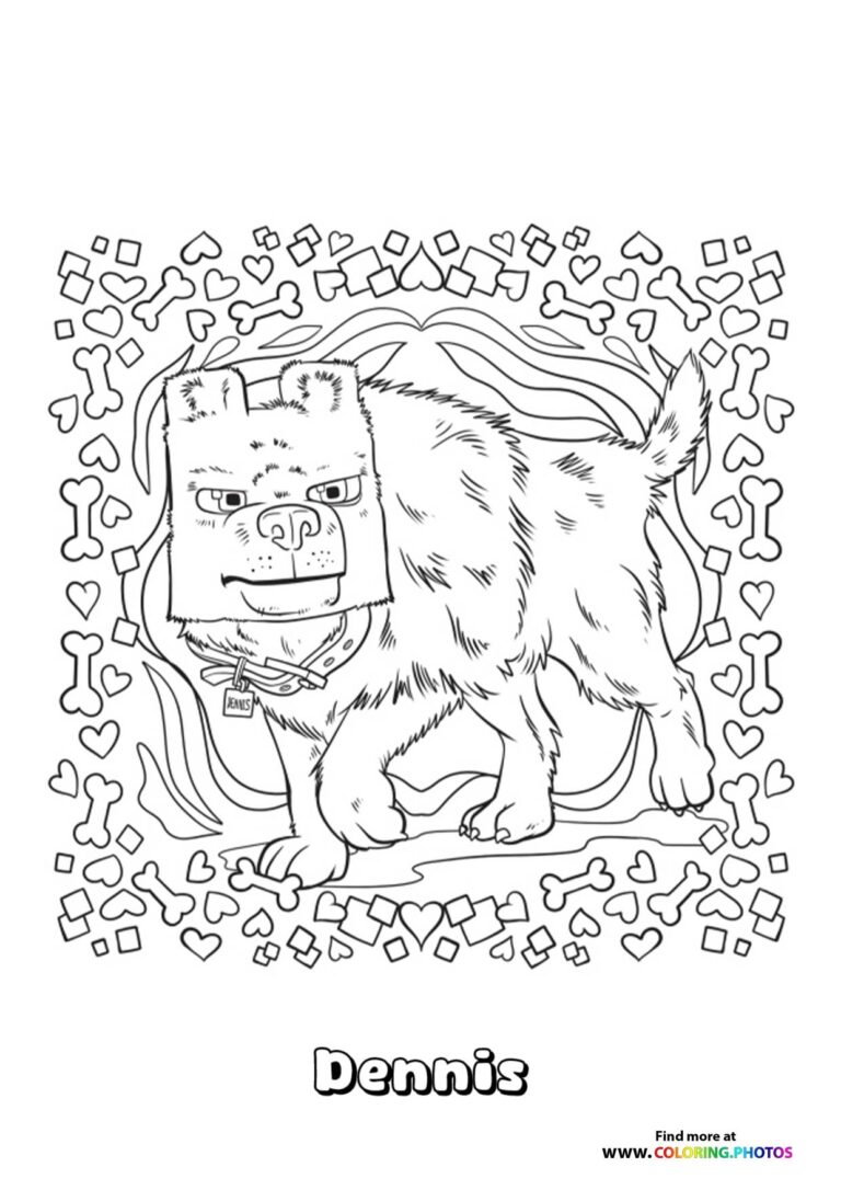 Dennis dog from Minecraft movie - Coloring Pages for kids