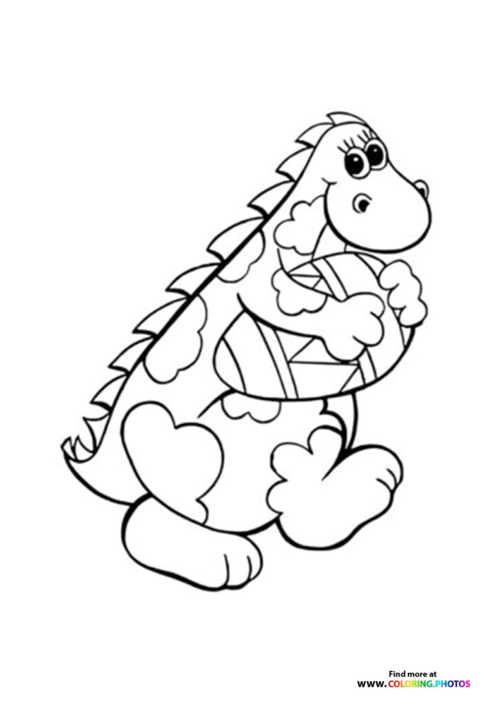 Dinosaur with easter egg - Coloring Pages for kids