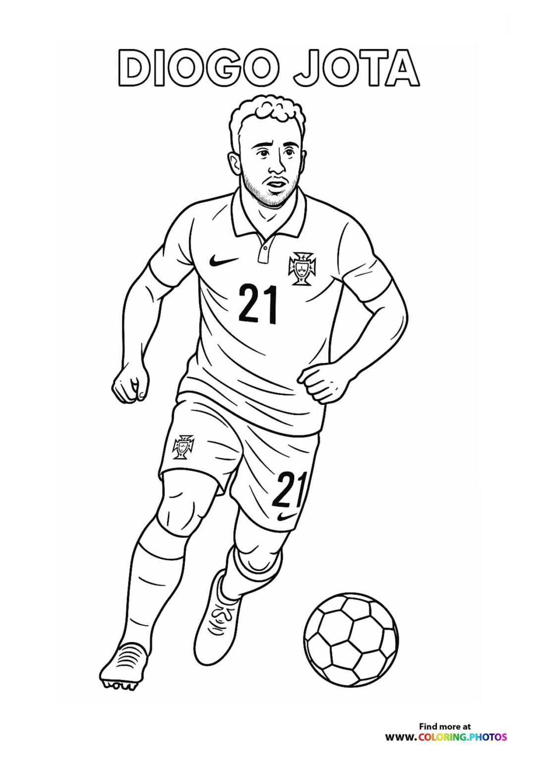 Diogo Jota playing football - Coloring Pages for kids