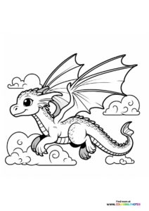 Dragon flying - Coloring Pages for kids
