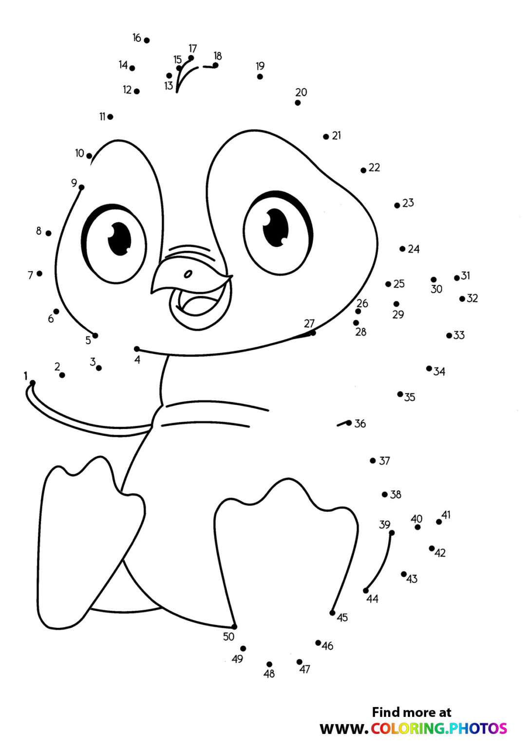 Duck dot the dots - Coloring Pages for kids