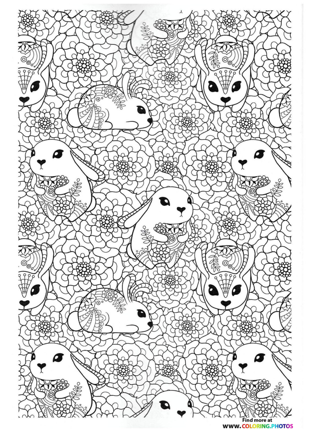 Easter bunnys for adults - Coloring Pages for kids