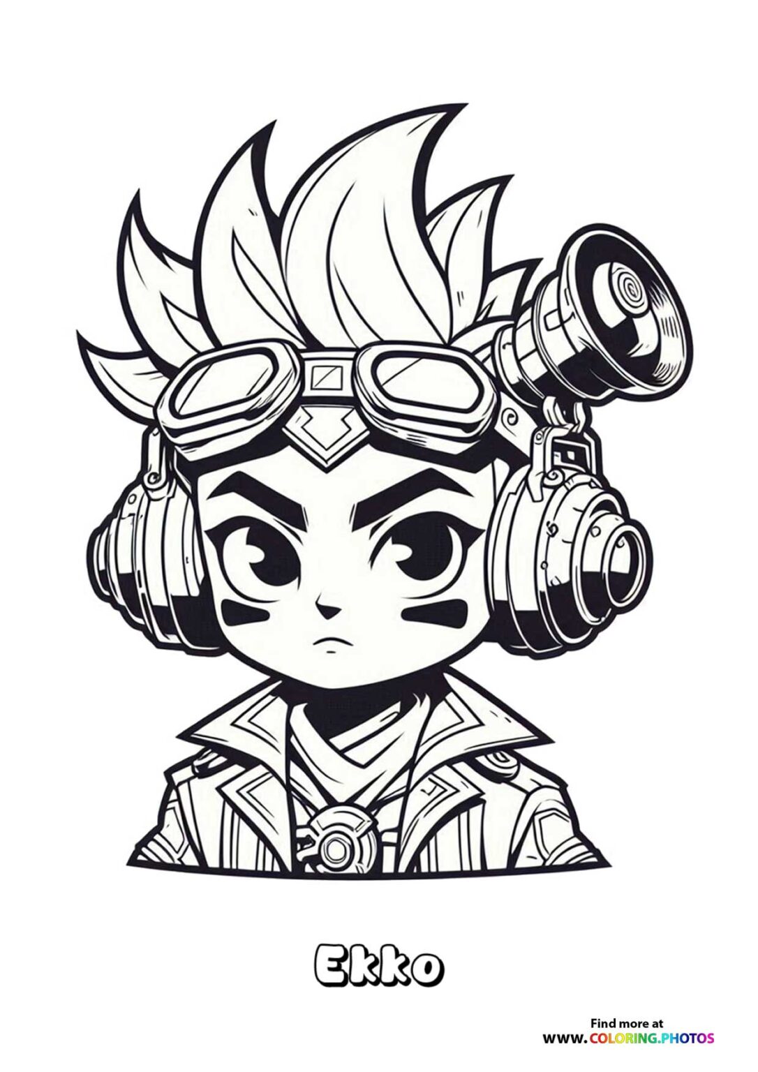 Ekko from League of Legends portrait - Coloring Pages for kids