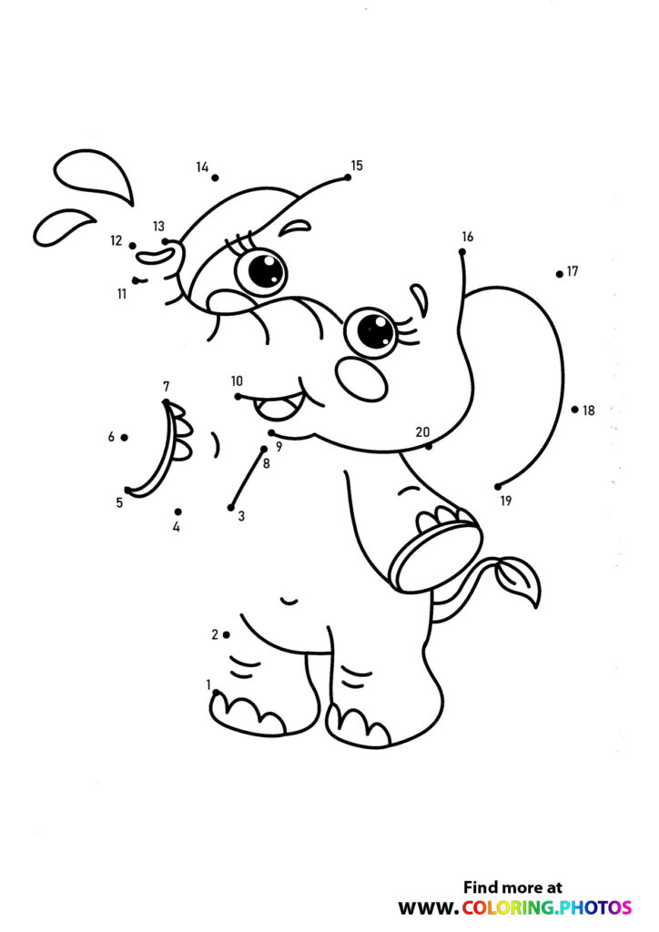 Elephant dot the dots - Coloring Pages for kids