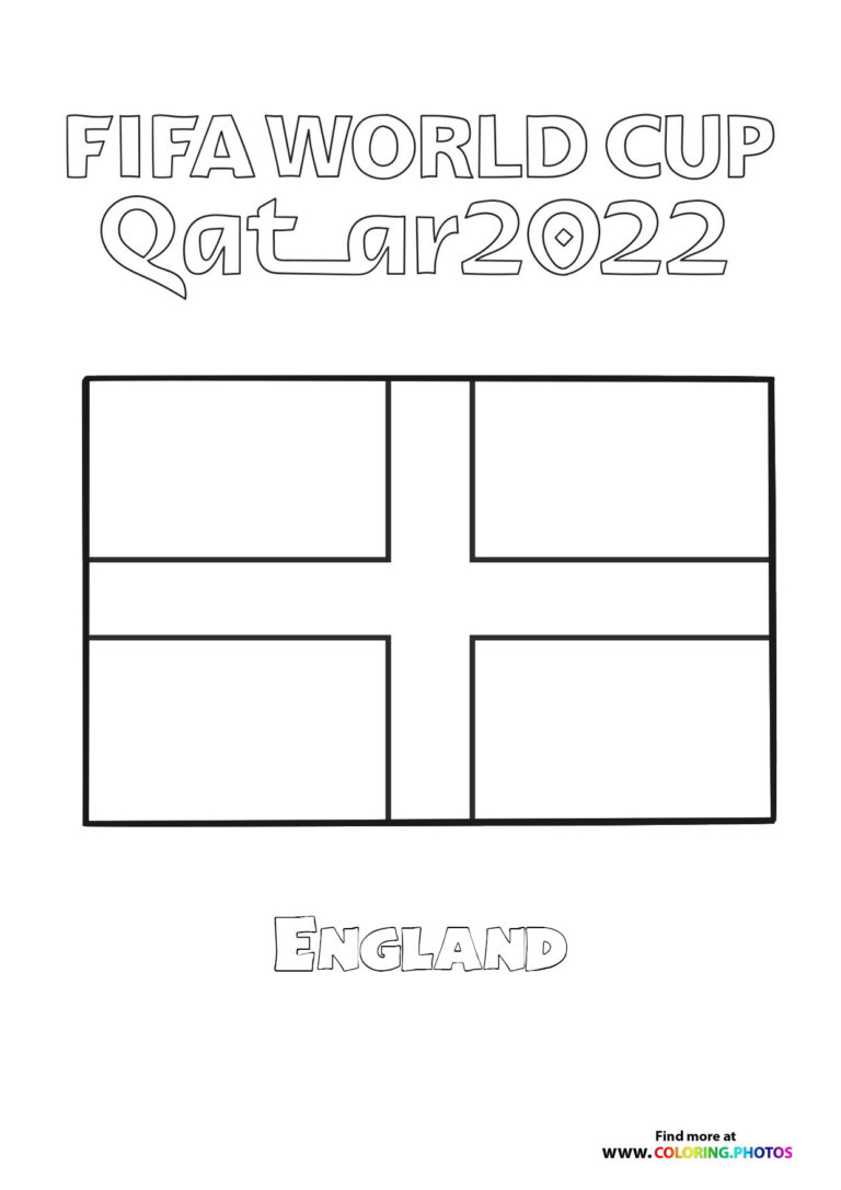 England World Cup flag - Coloring Pages for kids