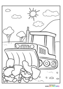Excavator moving rocks - Coloring Pages for kids