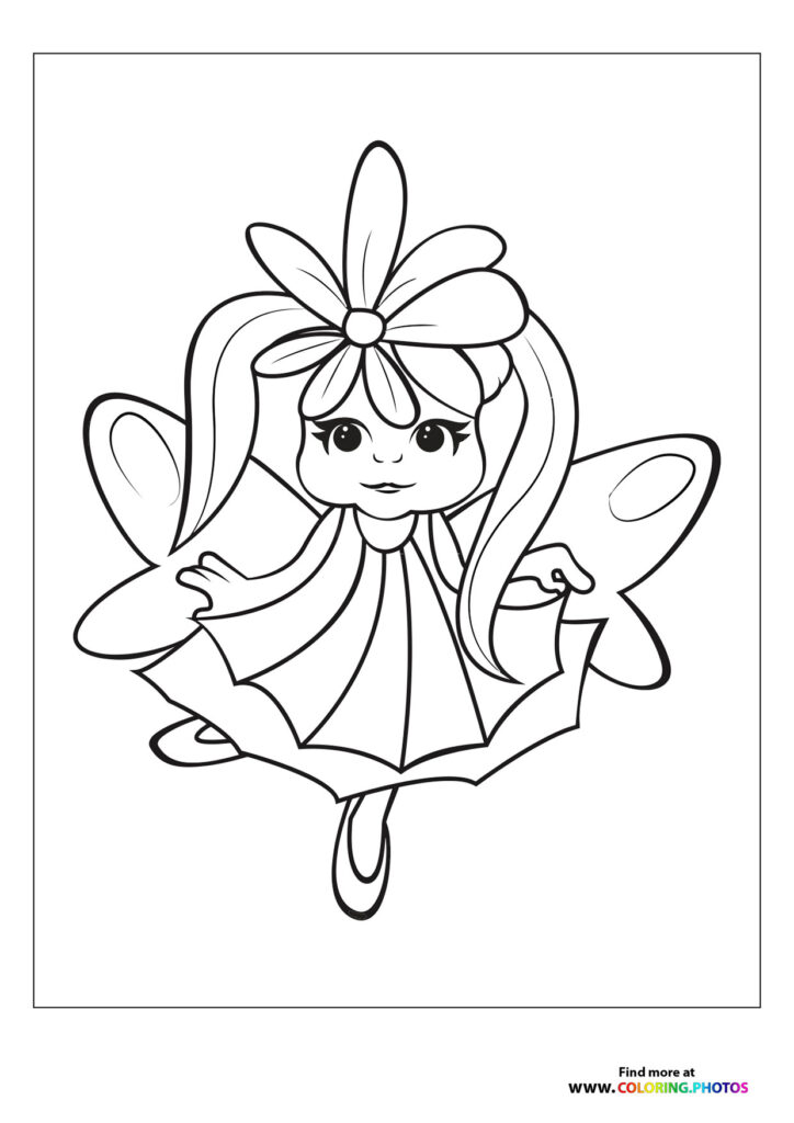 Fairy with dress - Coloring Pages for kids