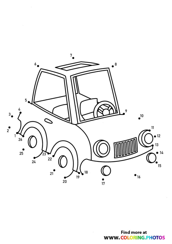 Car dot the dots - Coloring Pages for kids
