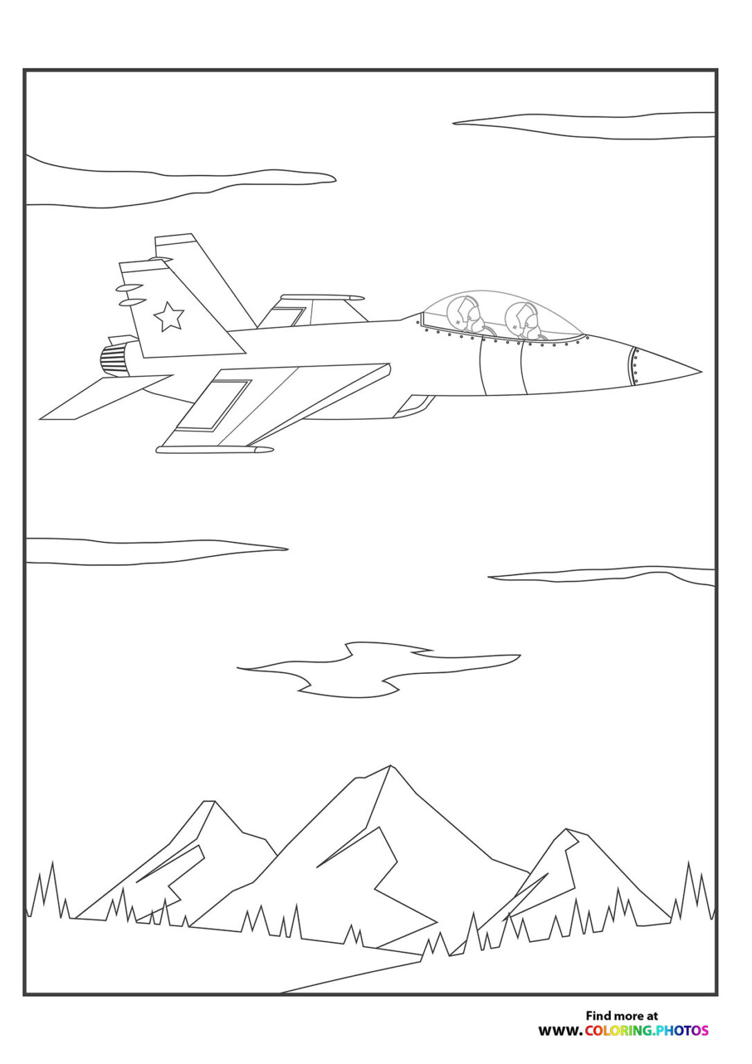 Fighter jet flying - Coloring Pages for kids