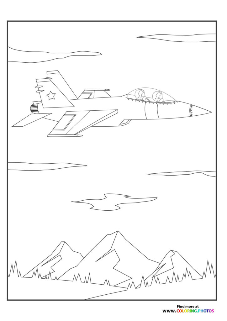 Fighter jet flying - Coloring Pages for kids
